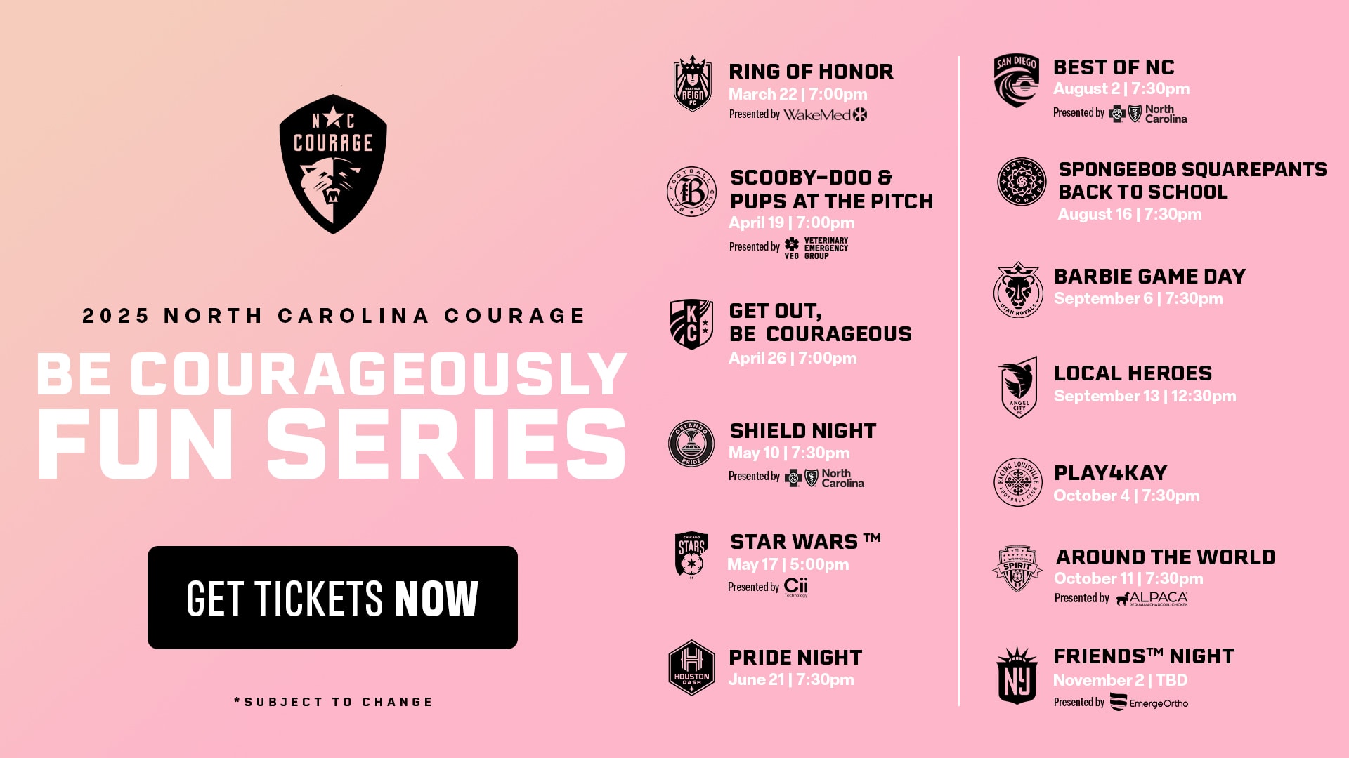 NC COURAGE ANNOUNCE 2025 MATCH THEMES | News - NC Courage